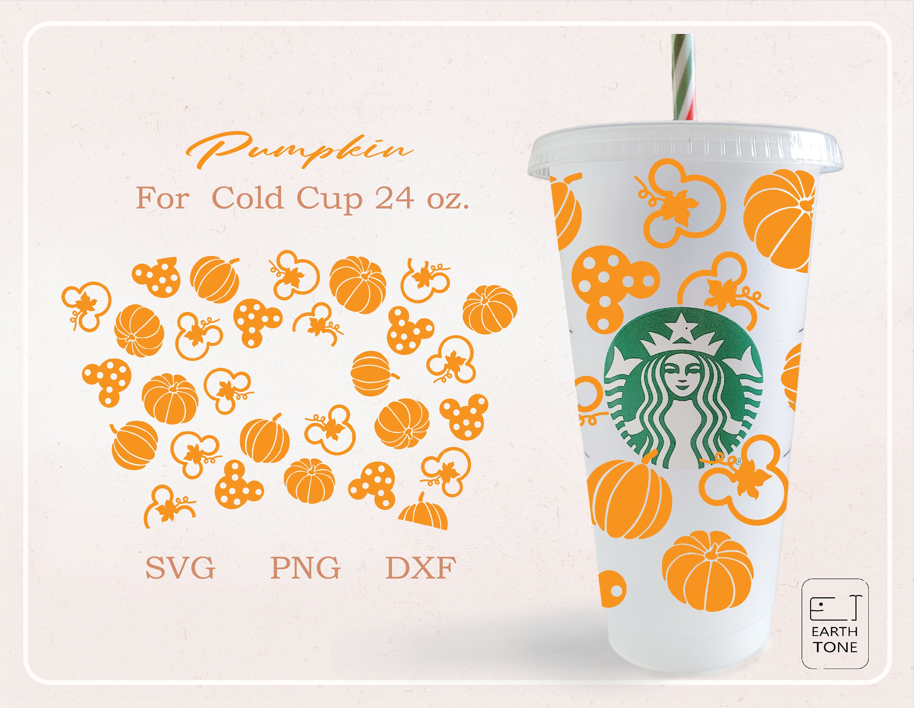 Pumpkin and Mouse halloween Cup Fall autumn Full Wrap for - Etsy