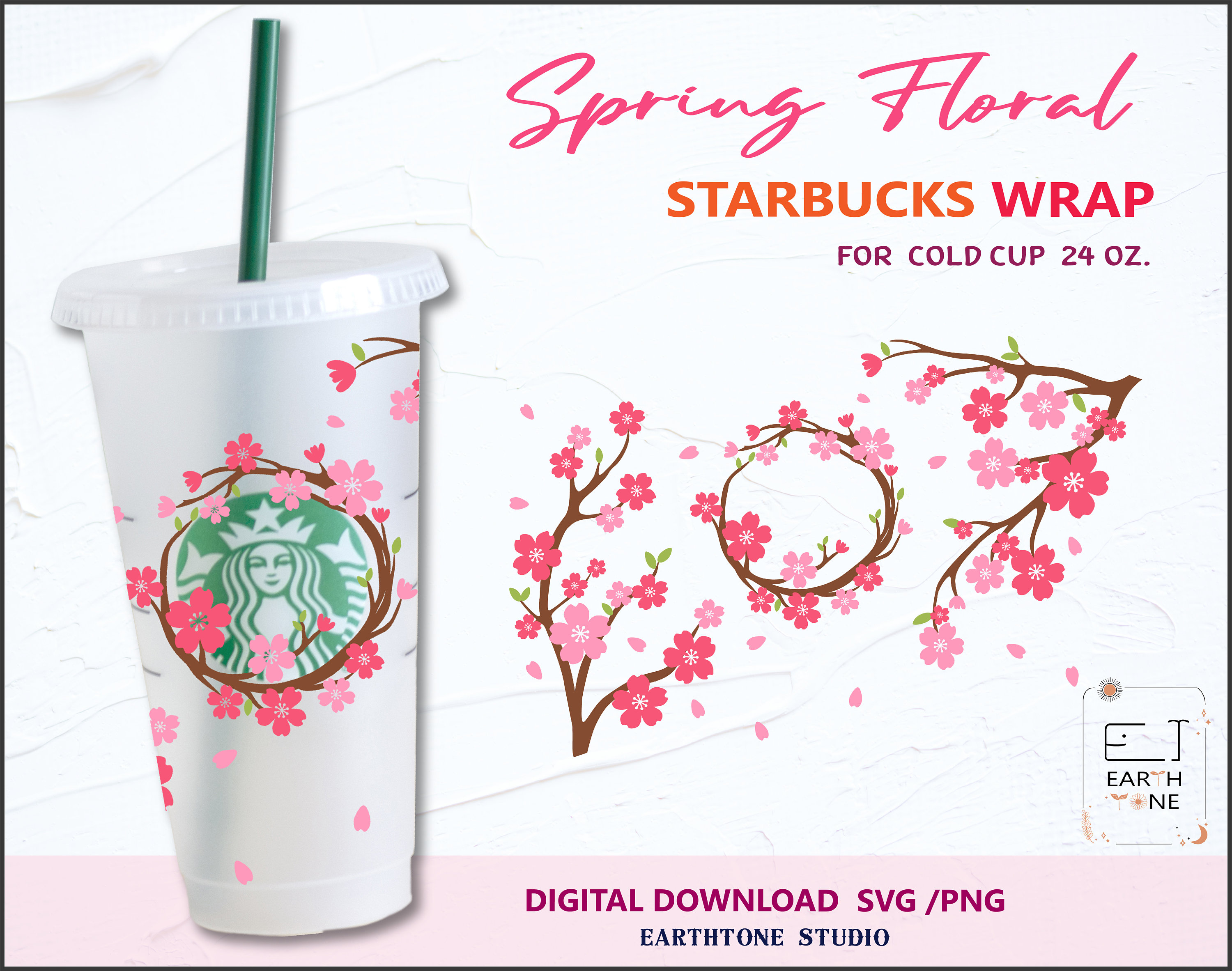 Cherry Blossom Sakura Flower Spring Floral Full Wrap Svg for - Etsy