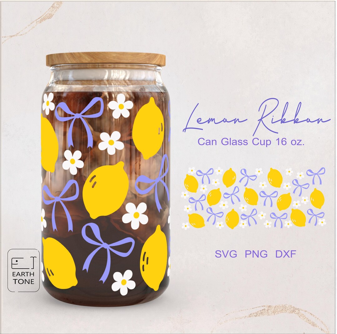 Lemon Bow Libbey Glass Wrap: Coquette Summer Cup Design (SVG, PNG, DFX ...