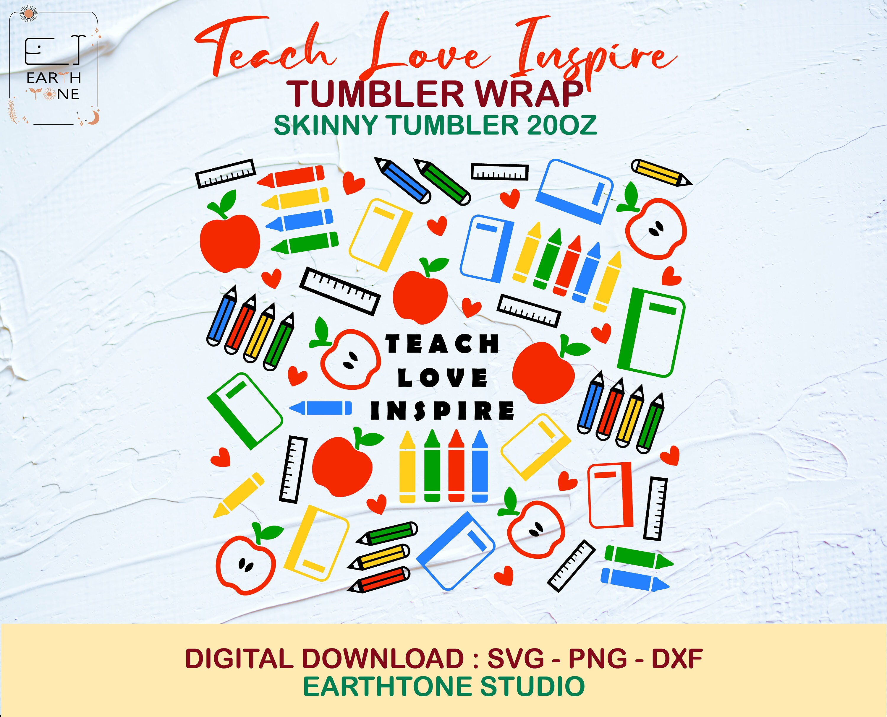 Teach Love Inspire Tumbler Svg Teacher Appreciation Full Etsy