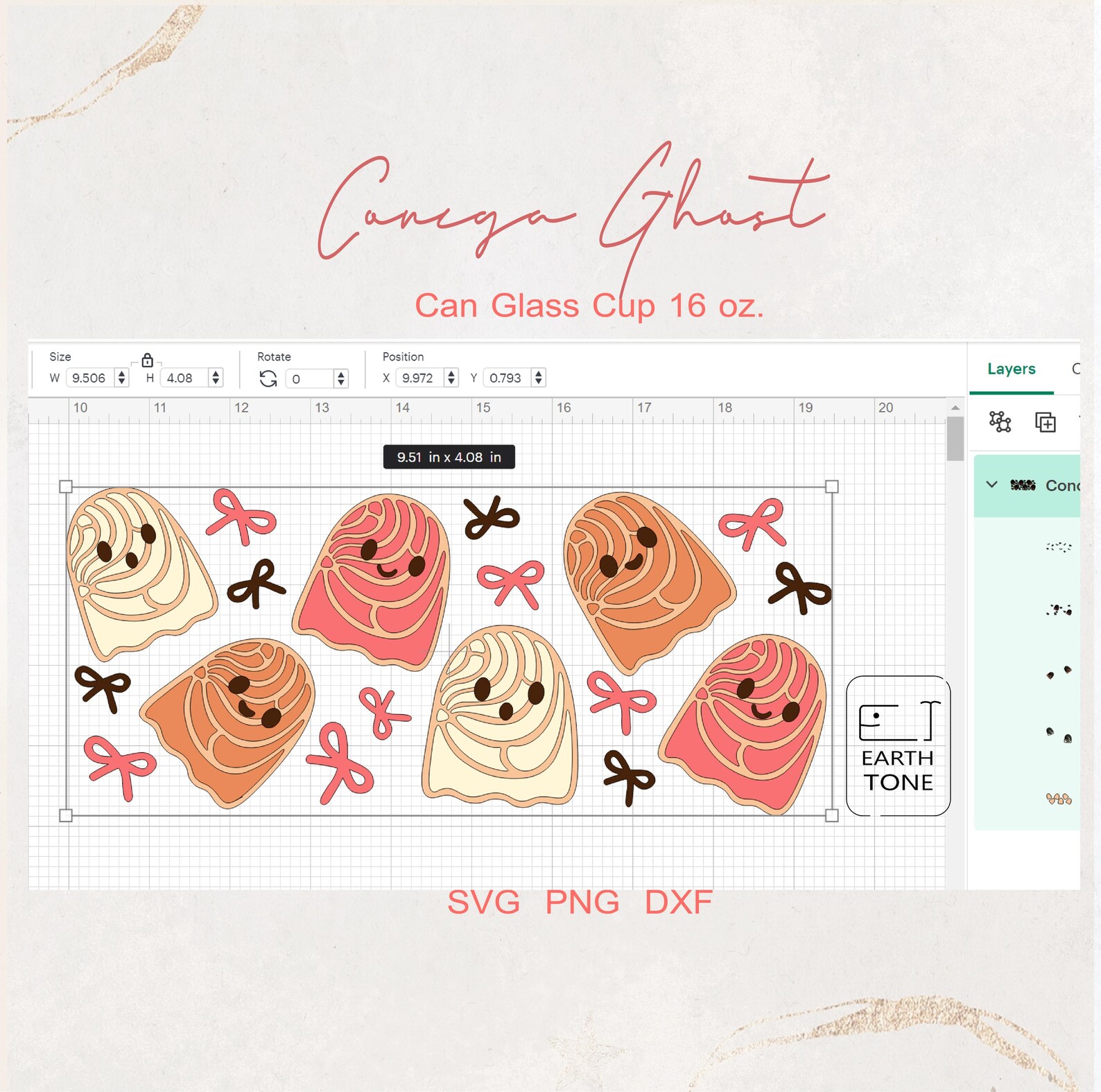 Ghost Concha Coquette Halloween Wrap: Libbey Glass SVG PNG DFX (digital ...