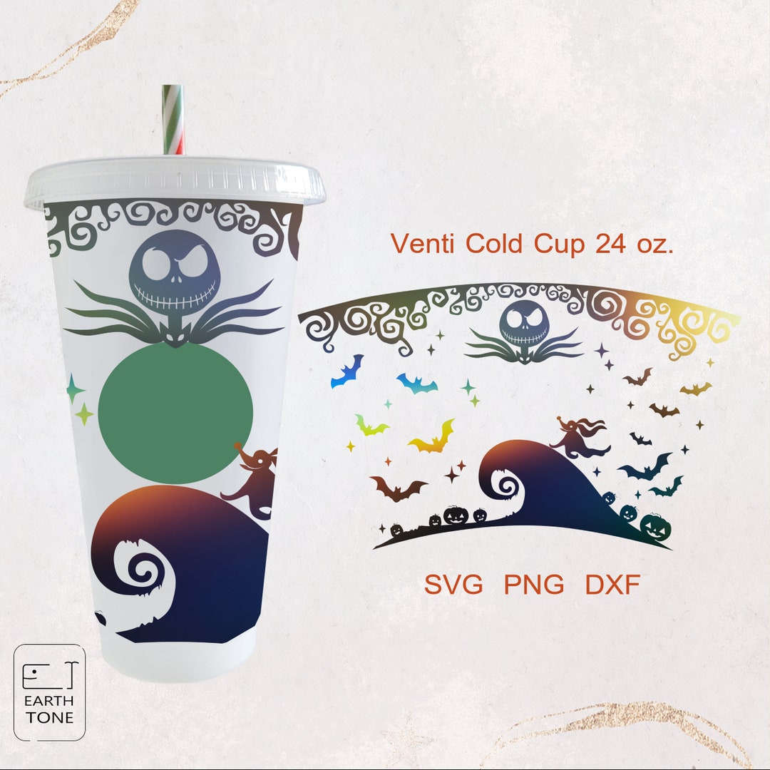 Nightmare Cold Cup Svg Wrap Halloween Cold Cup Wrap Spooky Full Wrap ...