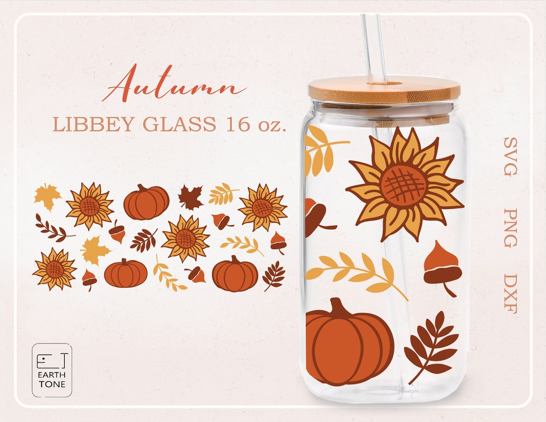 Pumpkin Can Wrap, Fall Leaves, Halloween Cup, Autumn Wrap for Libbey ...