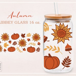 Pumpkin Can Wrap, Fall Leaves, Halloween Cup, Autumn Wrap for Libbey ...
