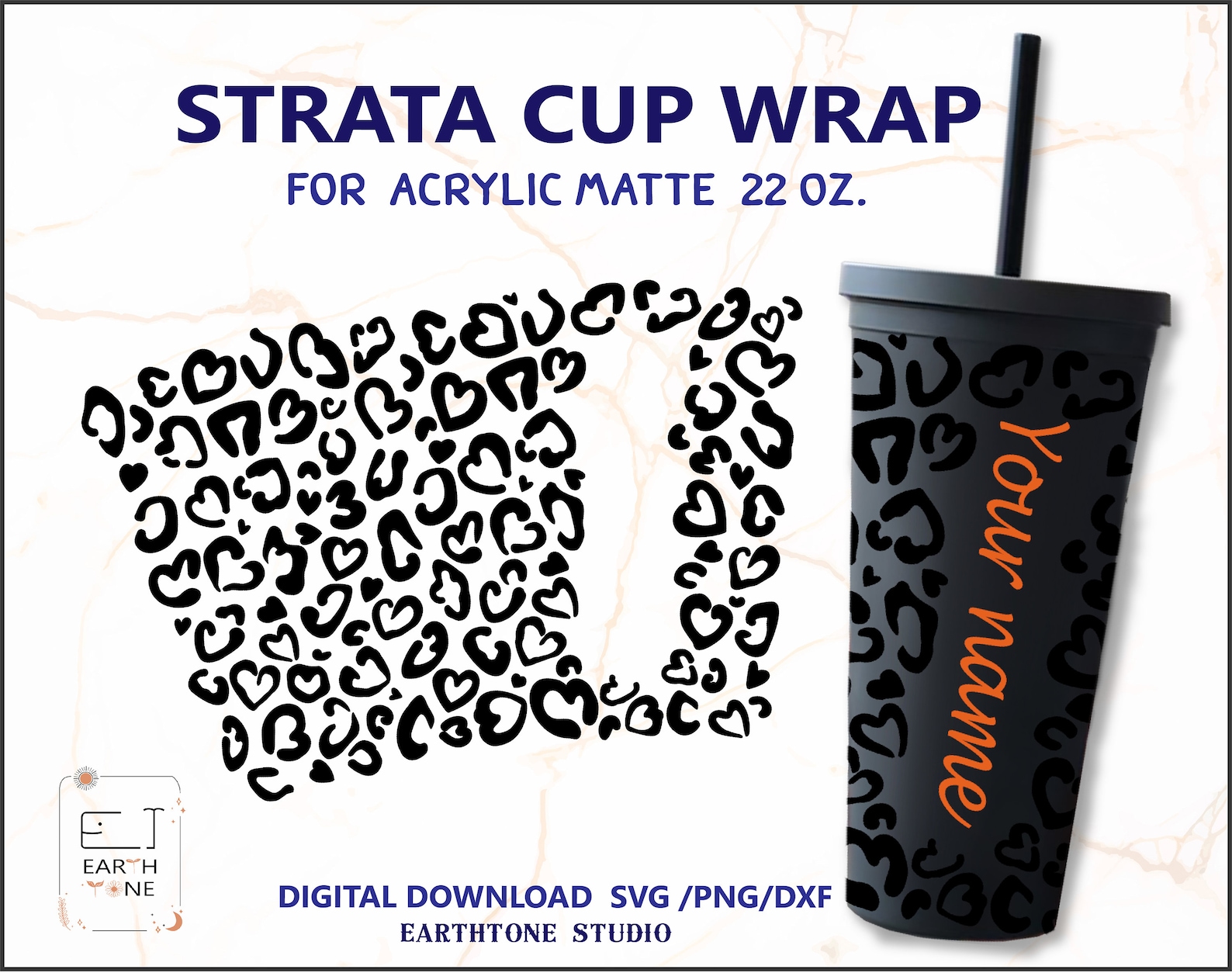 Leopard Heart cheetah Print name personal Cup Full Wrap for - Etsy