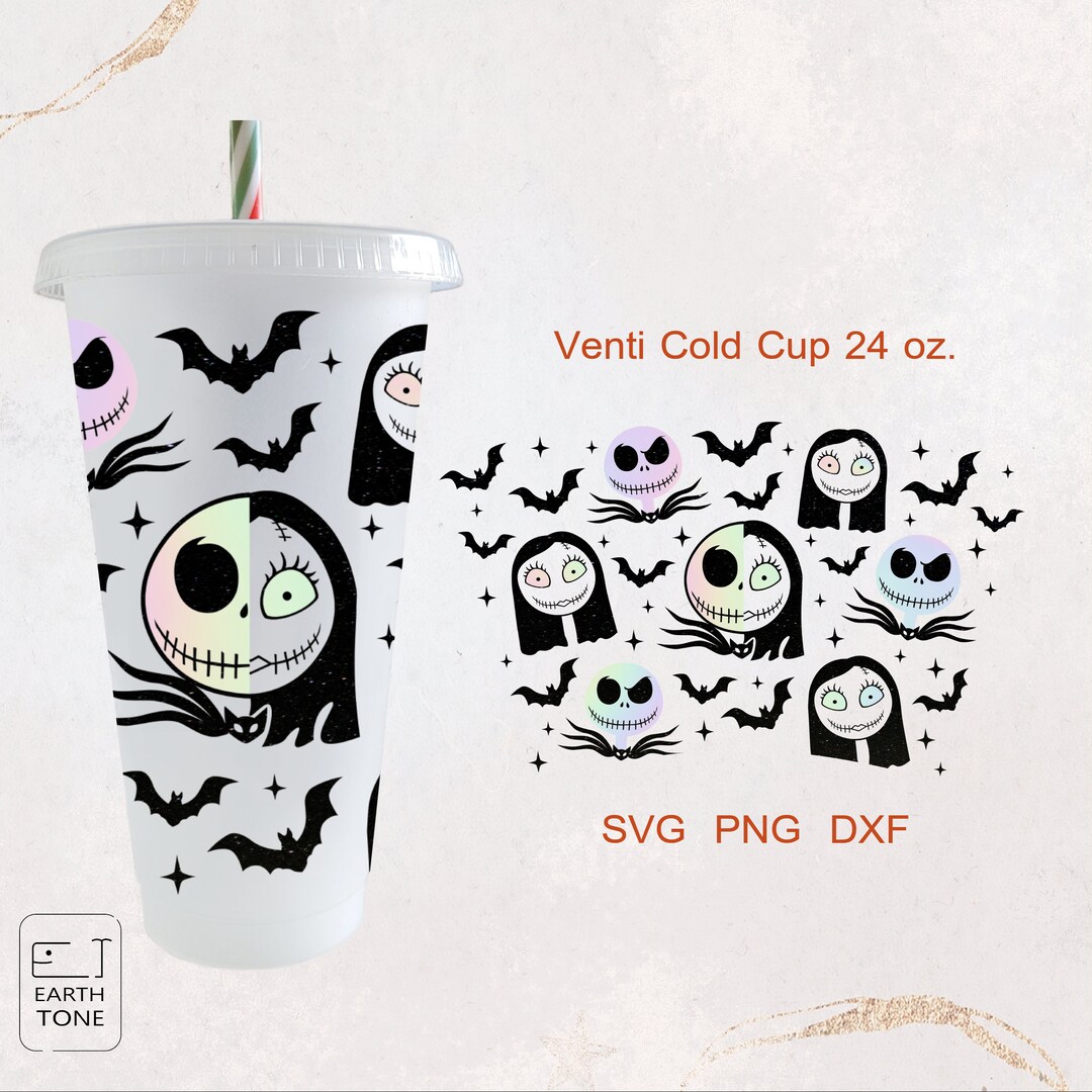 Nightmare Cold Cup Svg Halloween Cold Cup Wrap Bat Full Wrap No Hole ...