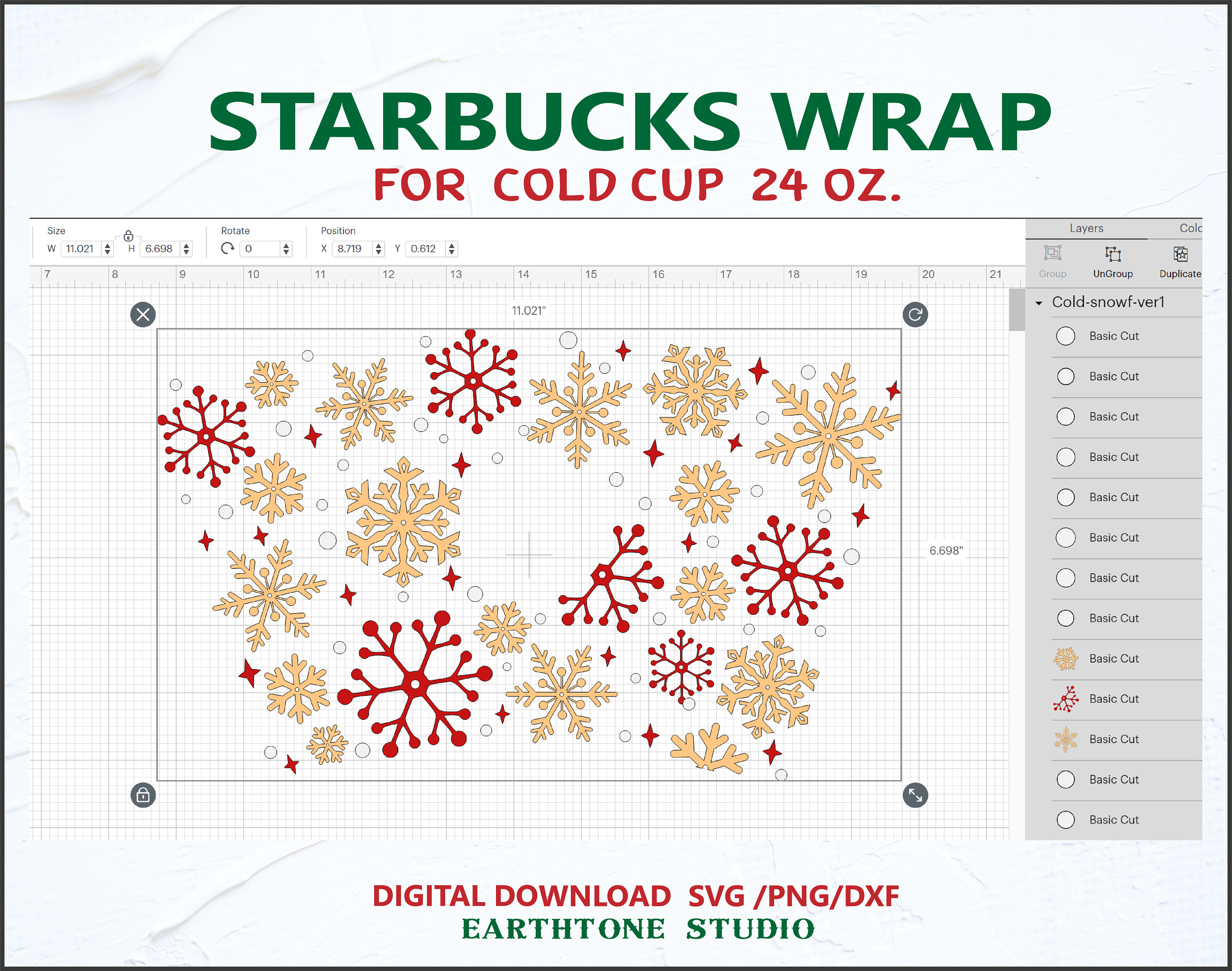 Snow Cup Merry Christmas Snowflake Winter Full Wrap for - Etsy