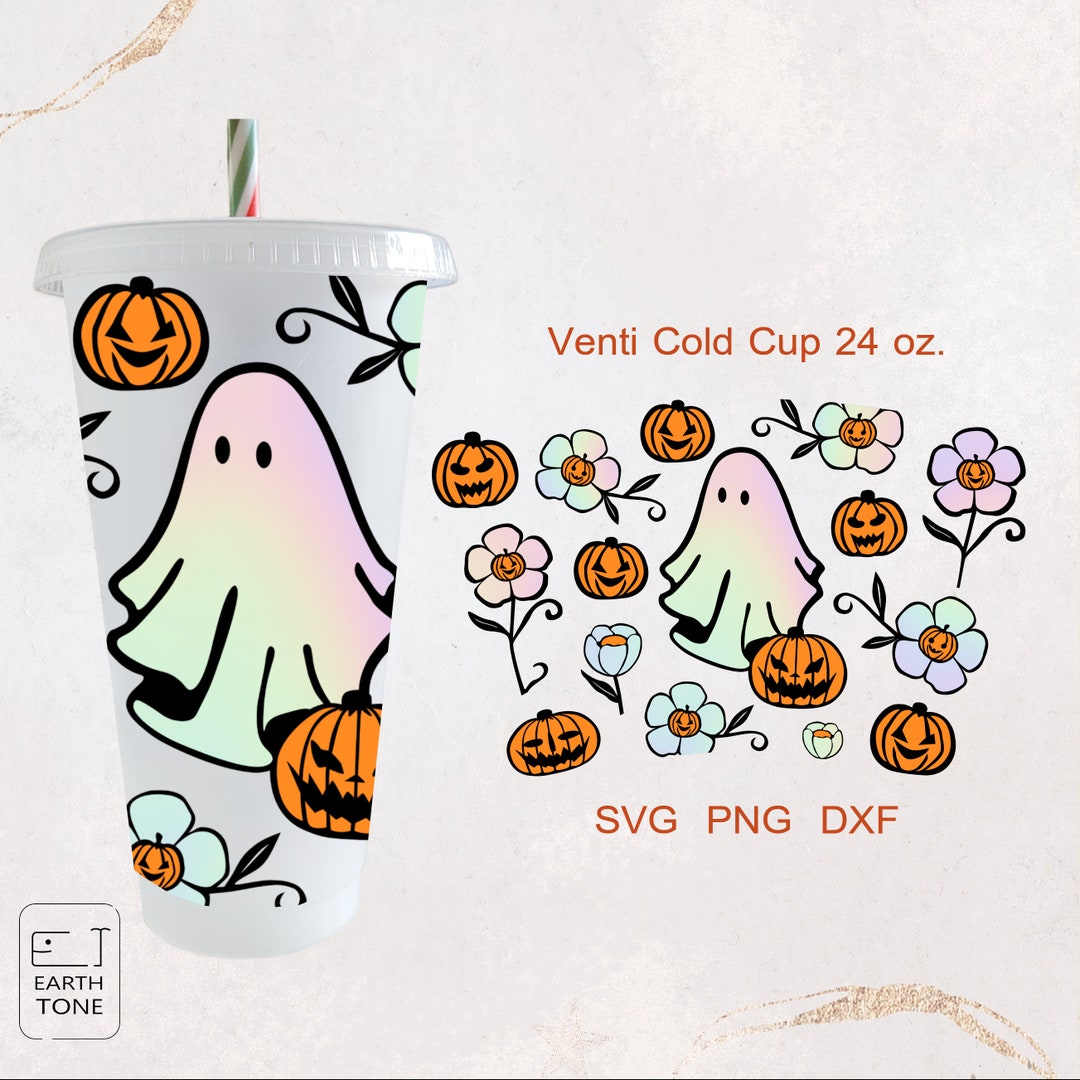 Cute Ghost Cold Cup Svg Wrap Flower Cold Cup Wrap Pumpkin Full Wrap ...