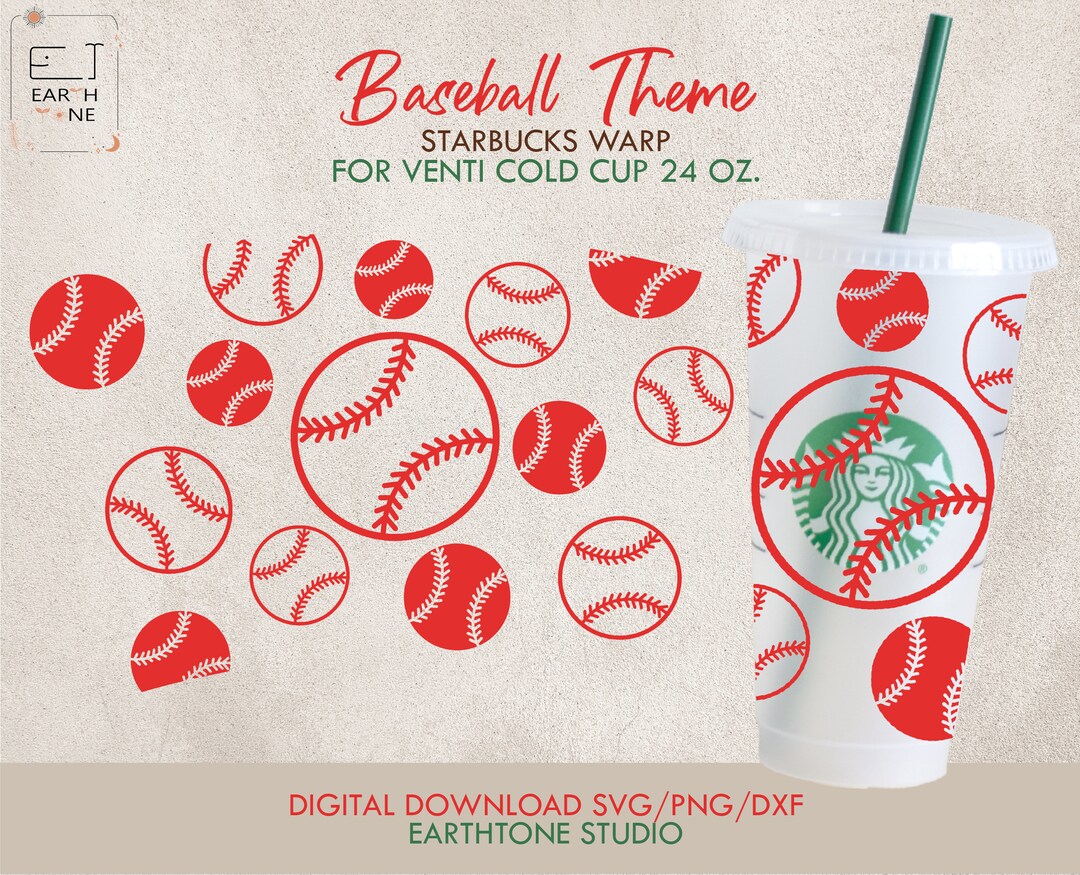Baseball, Sports Svg, Full Wrap for Venti Cold Cup 24oz. DFX, PNG, SVG ...