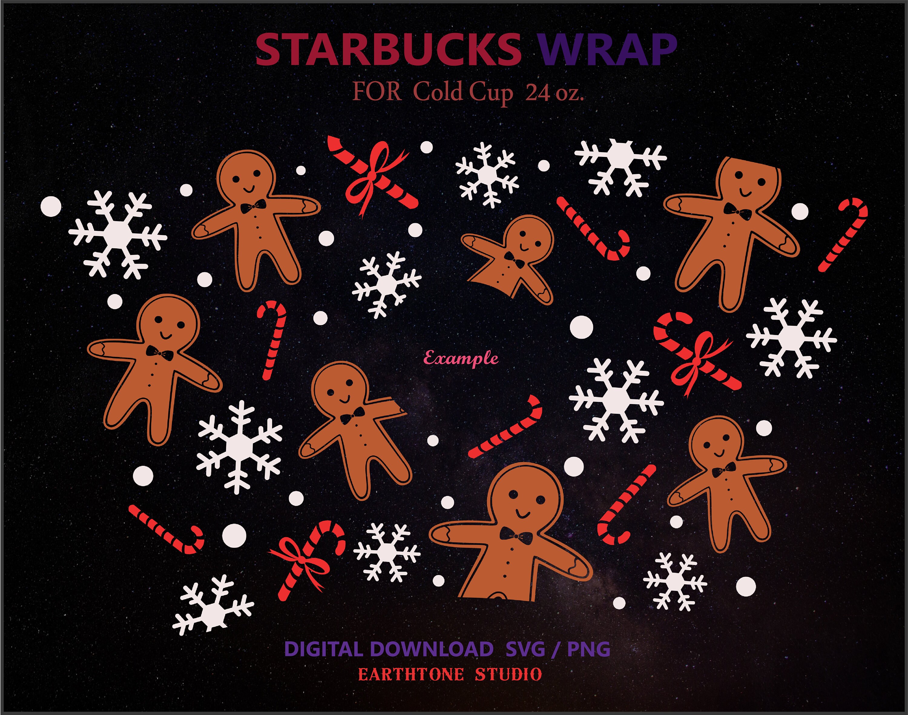 Gingerbread christmas Snowflake candy Winter Full Wrap for - Etsy