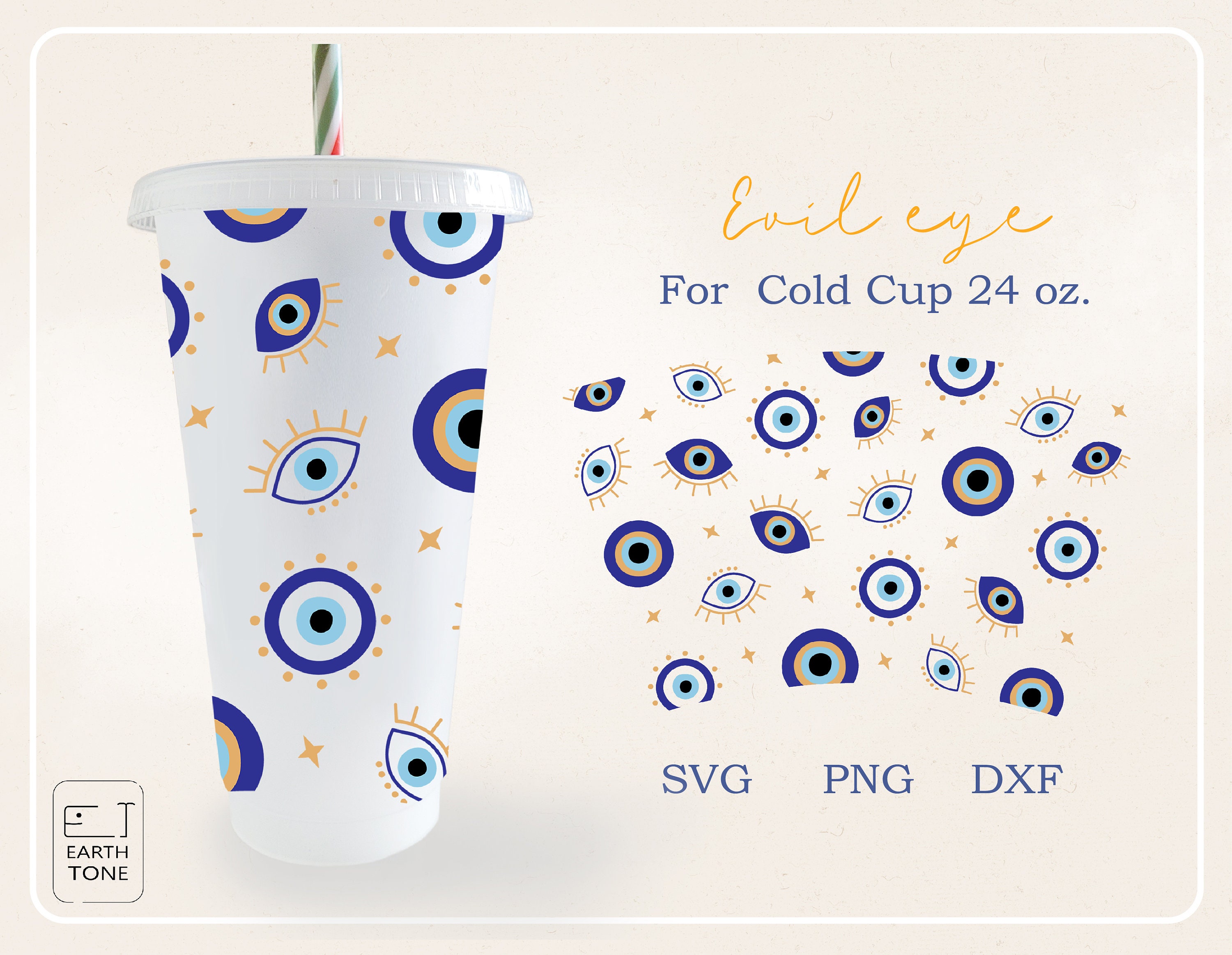 Evil Eye Wrap Cup Evil Eye Svg Mal De Ojo Full Wrap For No Etsy