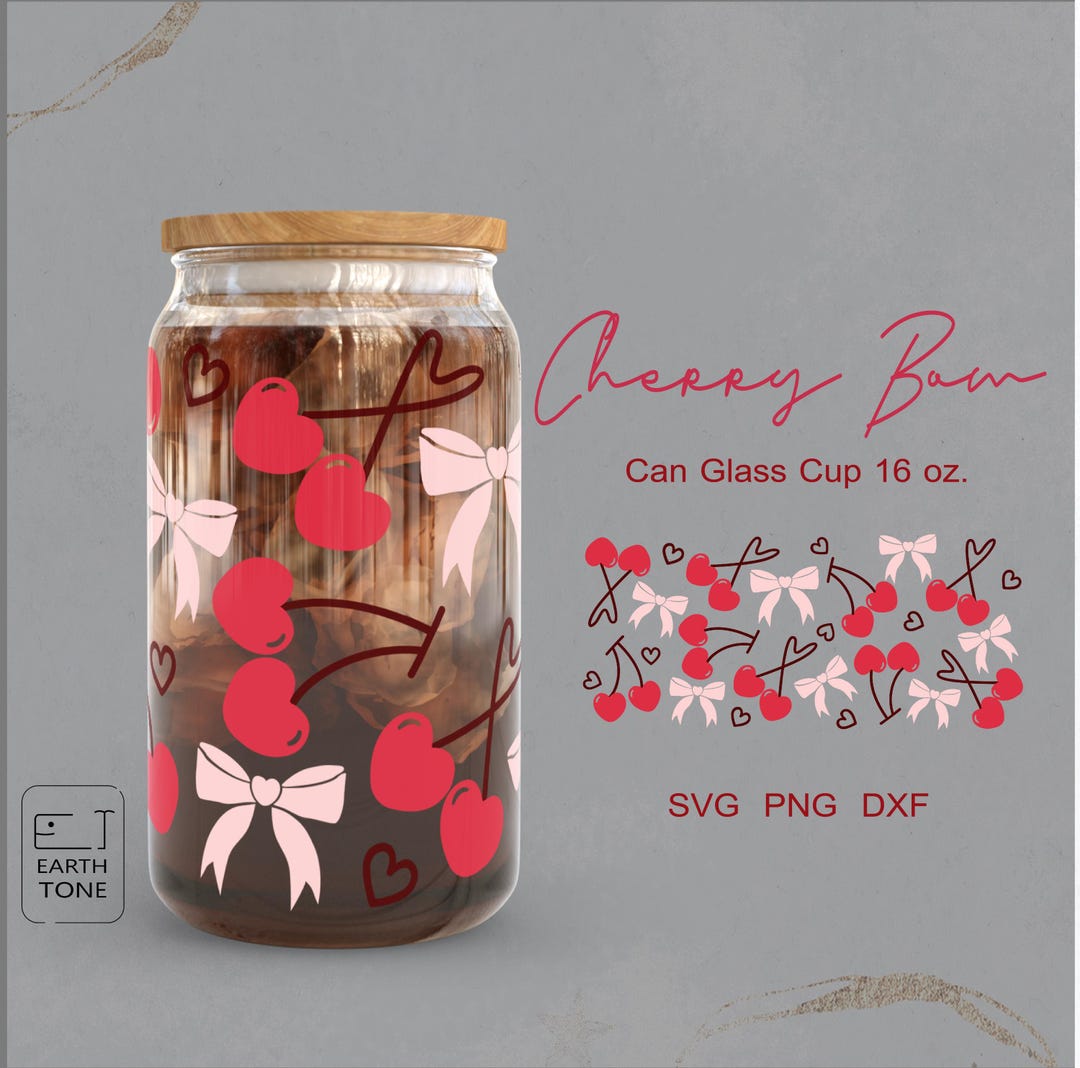 Lovely Cherry Heart Pink Bow Ribbon Coquette Cute Heart Valentine Can ...