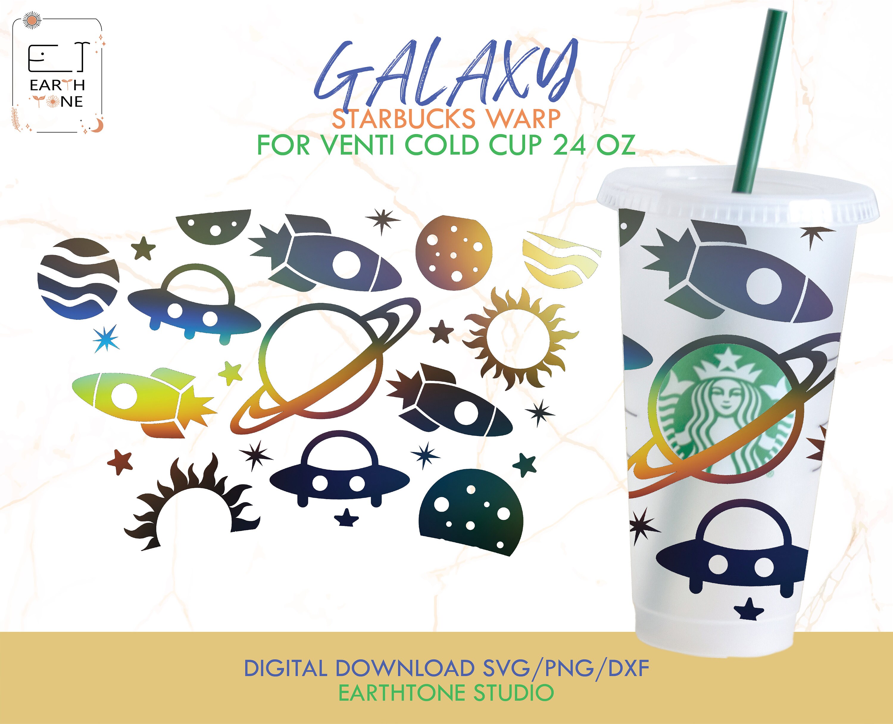 Galaxy SVG Rocket Planet Space Star Full Wrap for Venti - Etsy