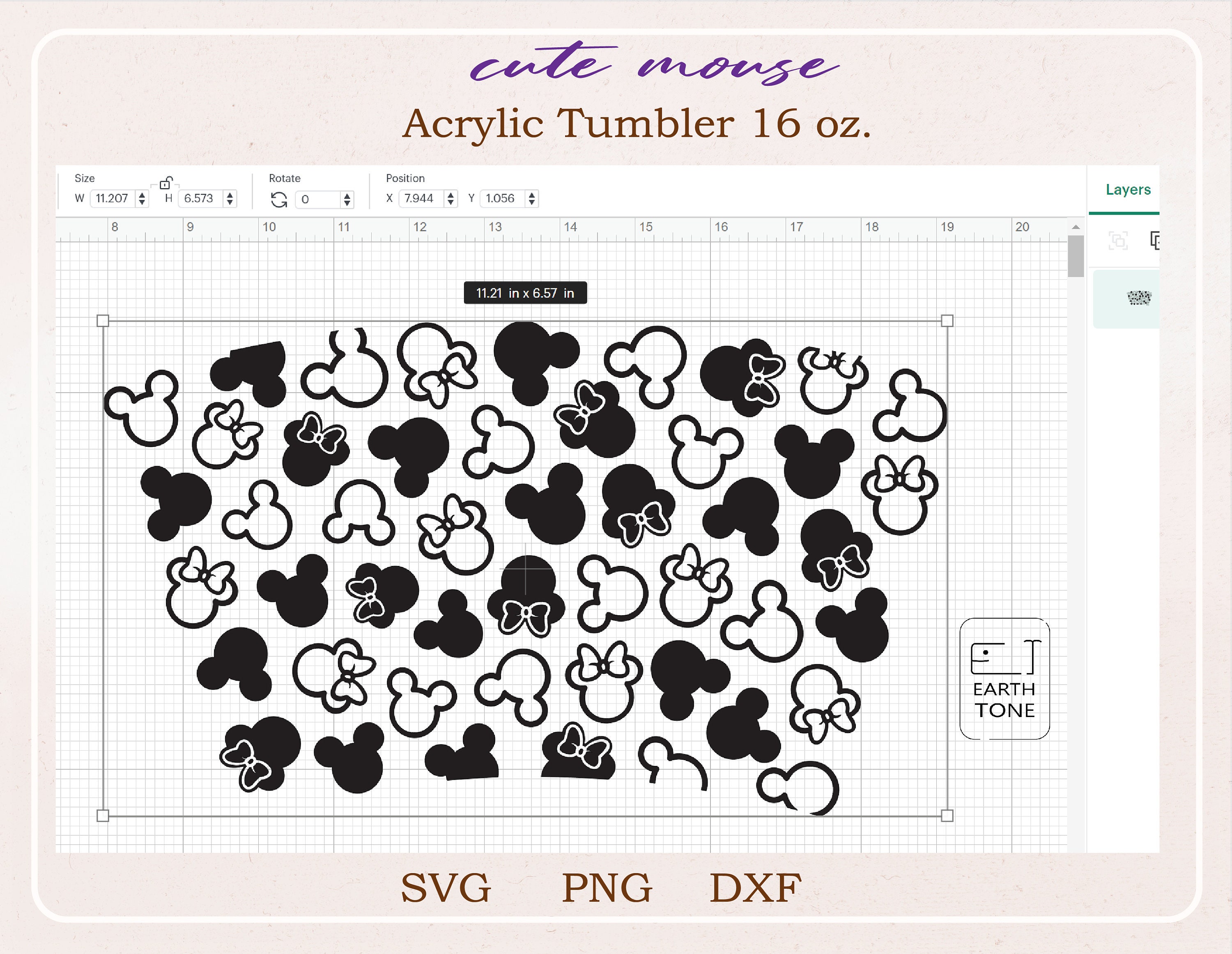 Cute Mouse Seamless Mouse love Full Wrap for Acrylic - Etsy