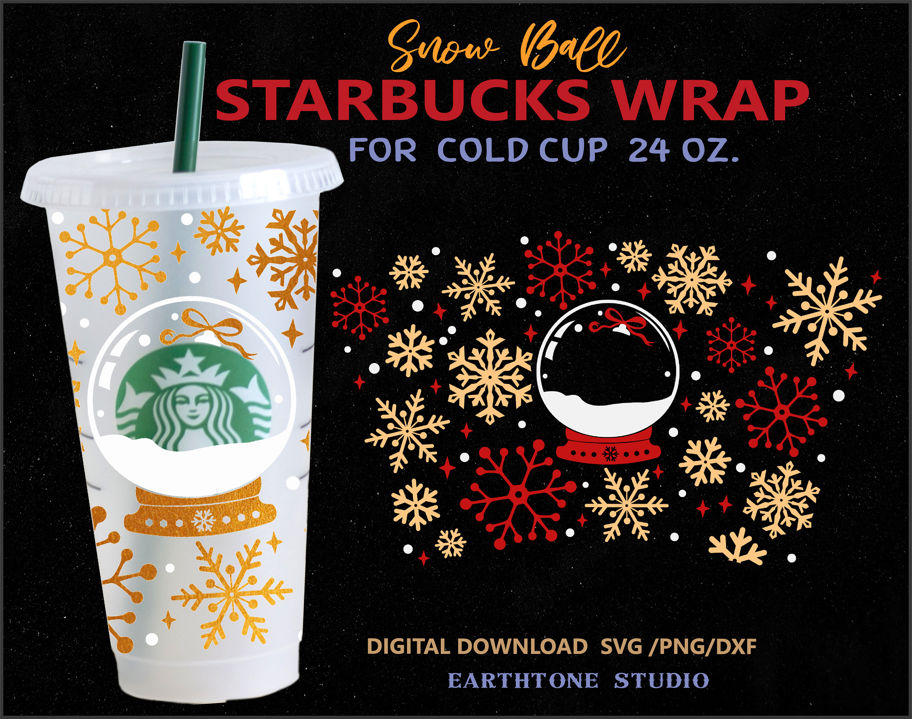 Snow Ball Merry Christmas Snowflake Winter Full Wrap for - Etsy