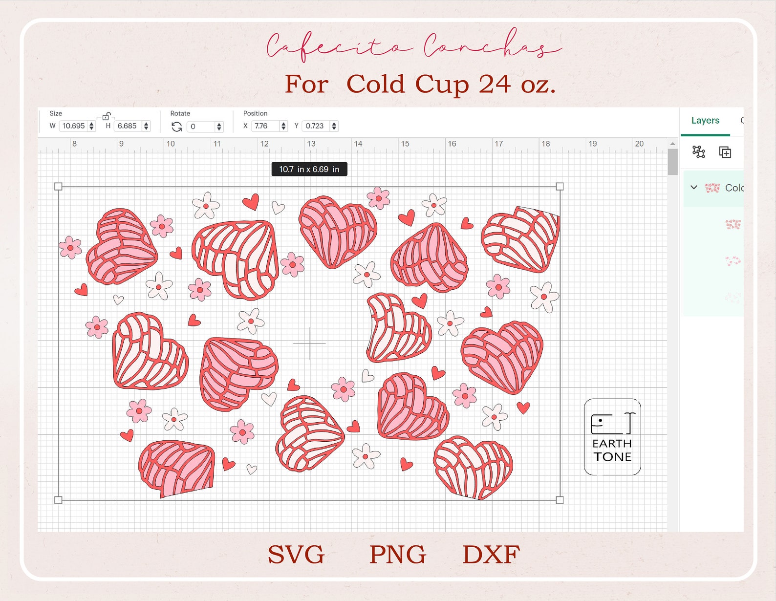 Heart Concha cafecito Y Chisme Pan Dulce Concha Full Wrap - Etsy