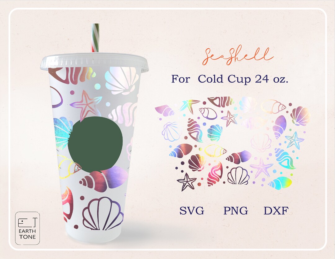 Seashell Ocean Summer Trip Sea Full Wrap for Venti Cold Cup 24 Oz. PNG ...