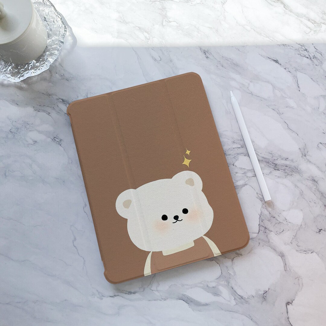 Cute Brown Bear iPad Case, iPad Air 5 iPad 10 10.9" 2022 iPad Pro 12.9 ...