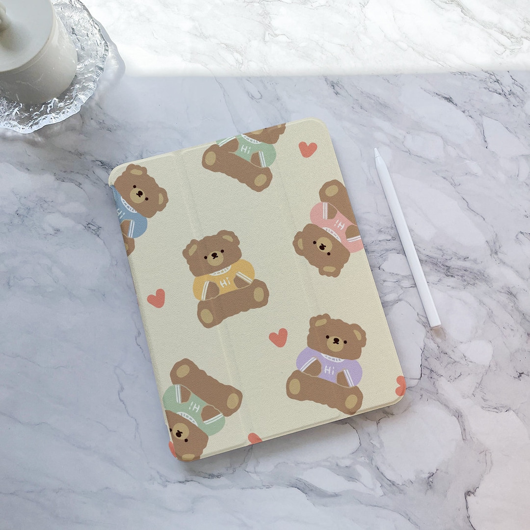 Cute Brown Bear iPad Case, New iPad Air 4 5 6 iPad 10 10.9" 2022 iPad ...