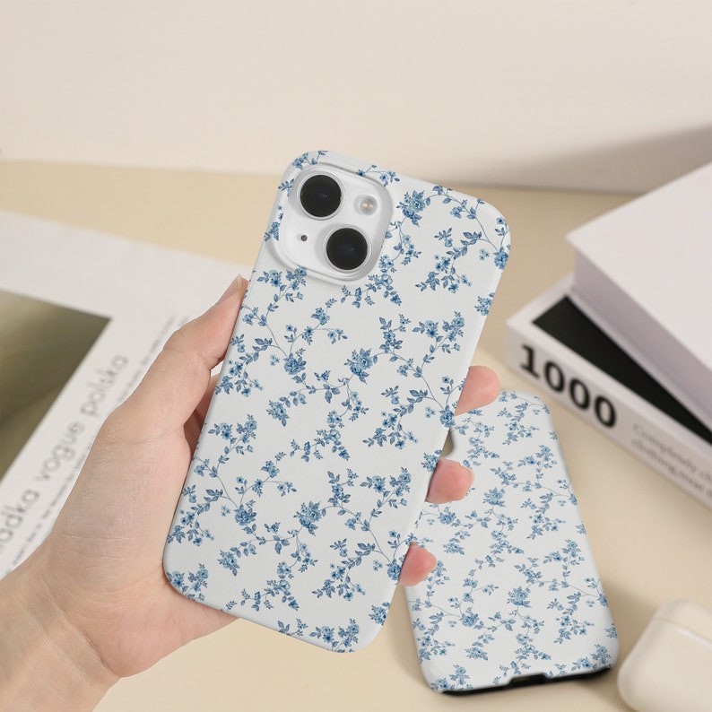 Light Blue Floral iPhone Case iPhone 17 16 15 14 13 12 11 X SE Xr Pro ...
