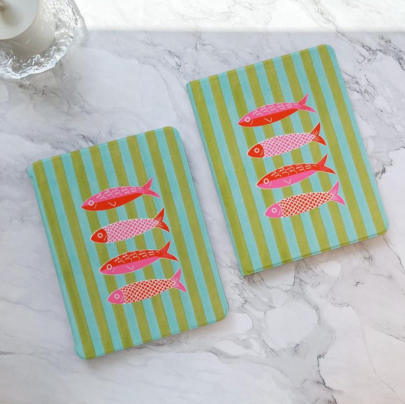 Green Stripe Fish iPad Case, iPad Air 2025 iPad 10 10.9" 2022 iPad 11 ...