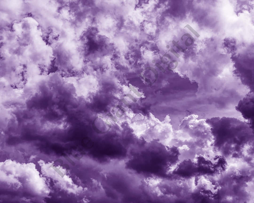 Purple Clouds PNG & JPG 20X16 Inch Printable Wall Art, Cloud Poster ...