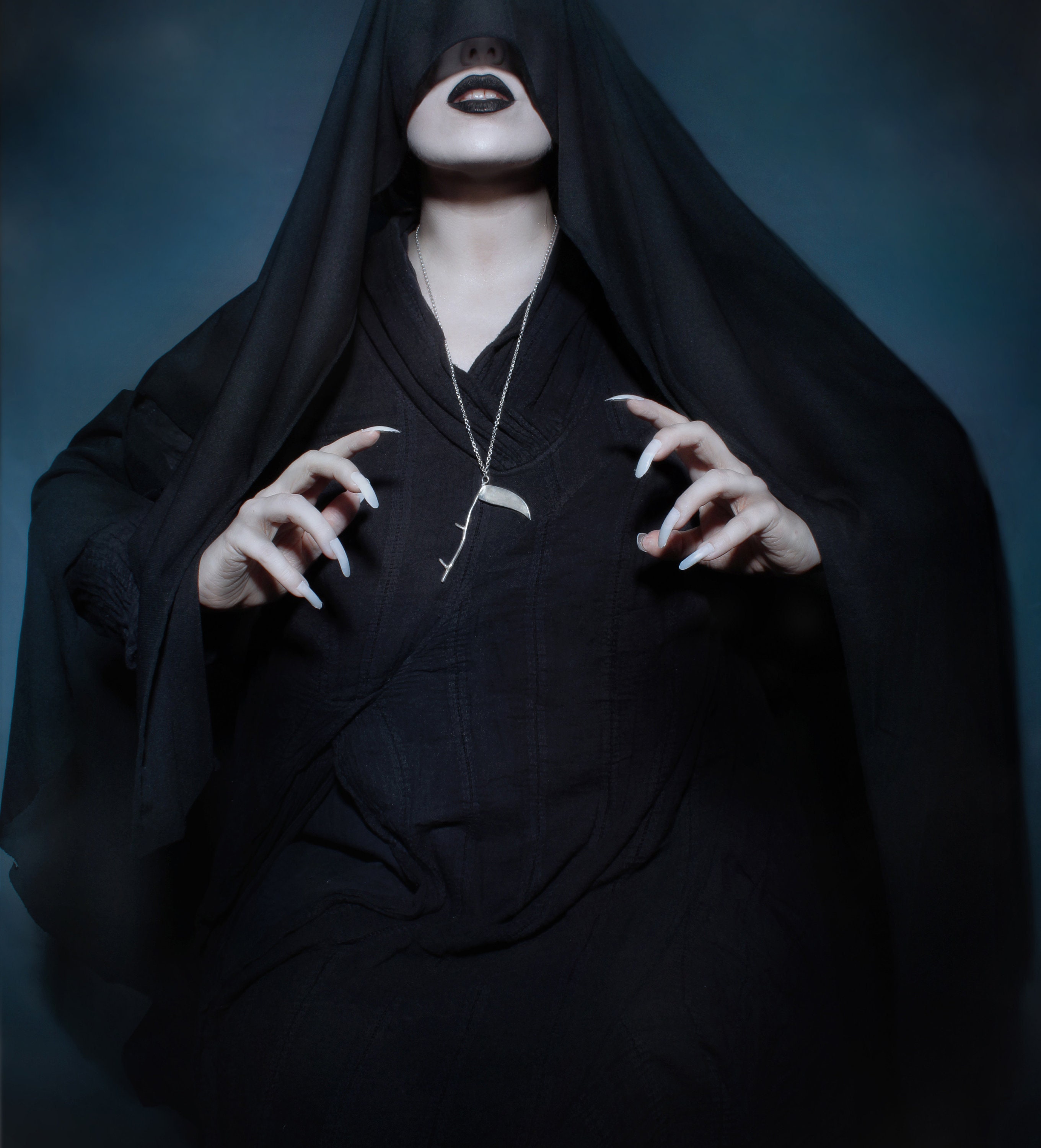 The Scythe. Handmade Silver Gothic Pendant Memento Mori | Etsy