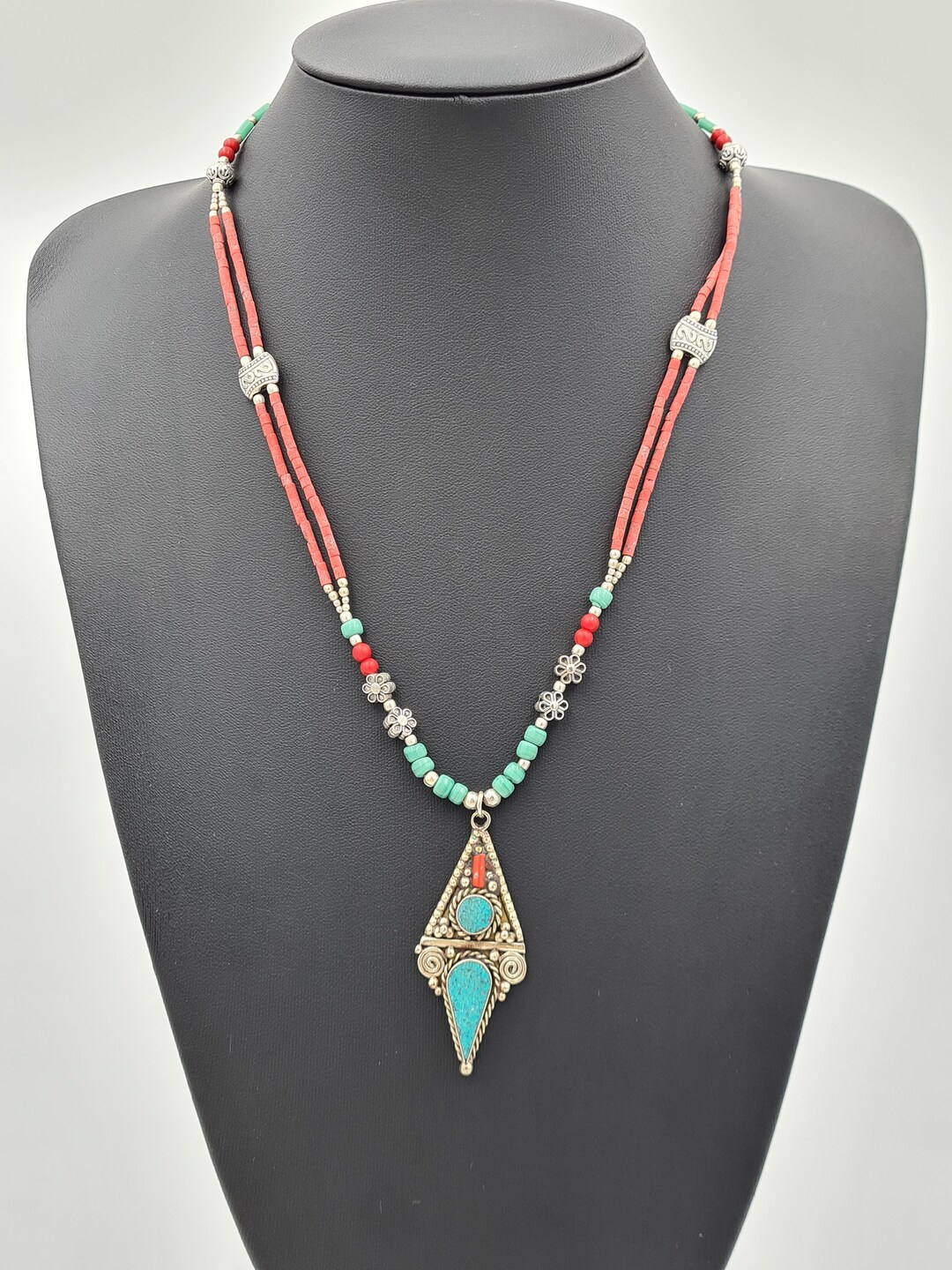 Ethnic Turquoise Collier Necklace, Multi-strand Collier Necklace ...