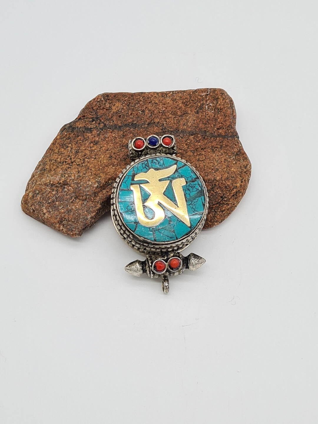 Nepalese Turquoise Gau Prayer Box Pendant, Tibetan Prayer Box Necklace ...