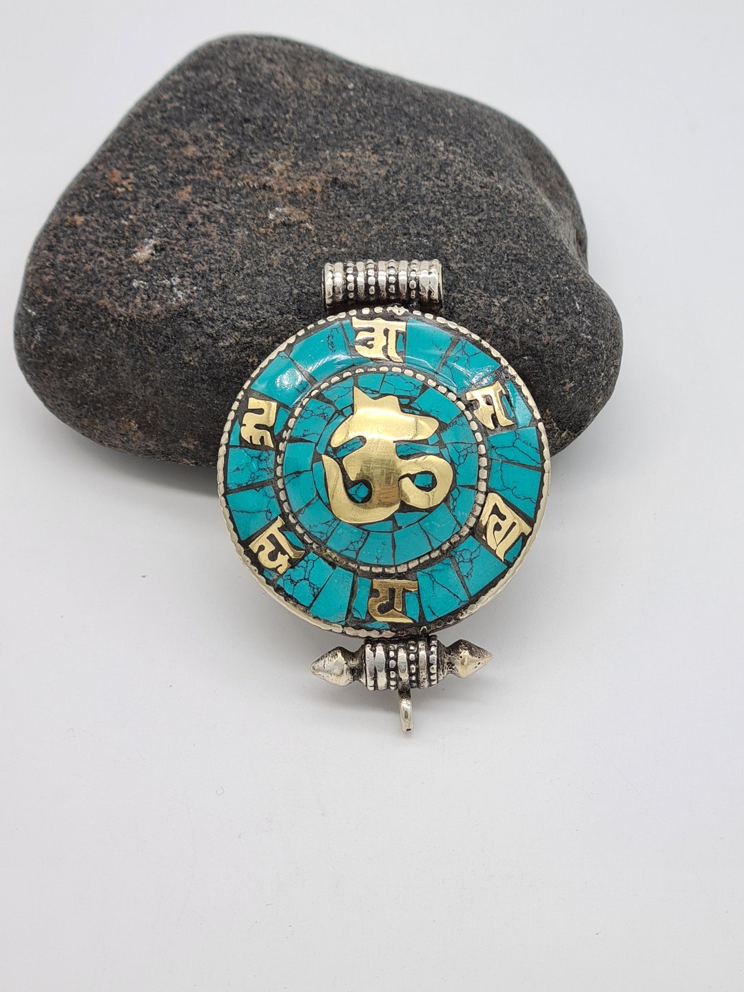 Turquoise Prayer Box, Gau Prayer Box Pendant, Tibetan Pendant, Prayer ...