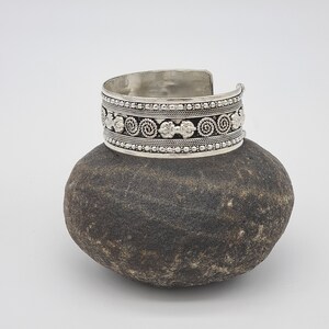 Handcrafted Nepali Silver Cuff Bracelet - Wide Ethnic Bangle - Bohemian ...
