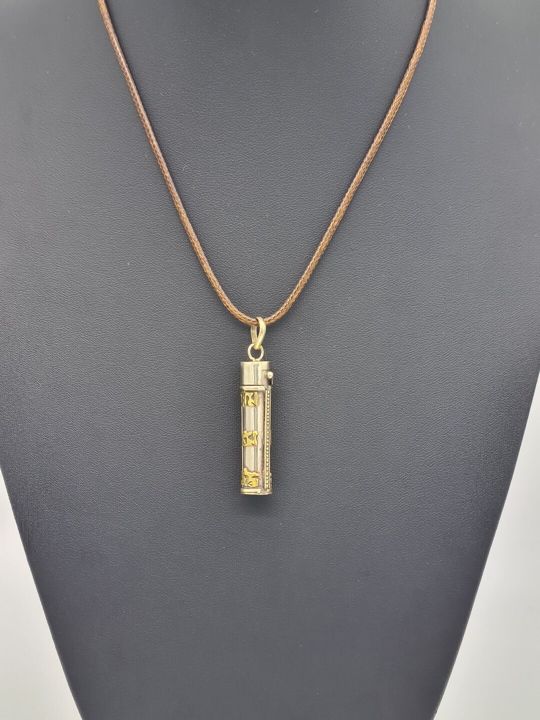 Cylinder Prayer Box Pendant, Tube Pendant, Metal Prayer Box Pendant ...