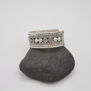 Handcrafted Nepali Silver Cuff Bracelet - Wide Ethnic Bangle - Bohemian ...