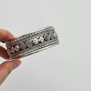 Handcrafted Nepali Silver Cuff Bracelet - Wide Ethnic Bangle - Bohemian ...