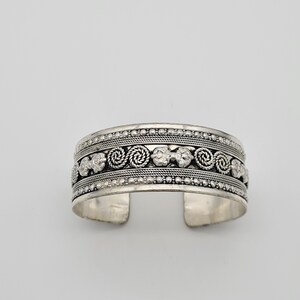 Handcrafted Nepali Silver Cuff Bracelet - Wide Ethnic Bangle - Bohemian ...