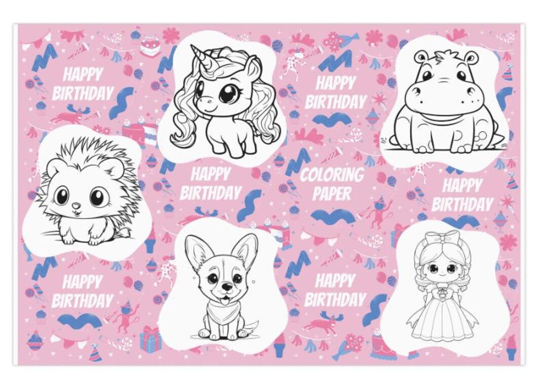 Girls Coloring Wrapping Paper. Wrap Your Gift in Something Useful. Kids ...