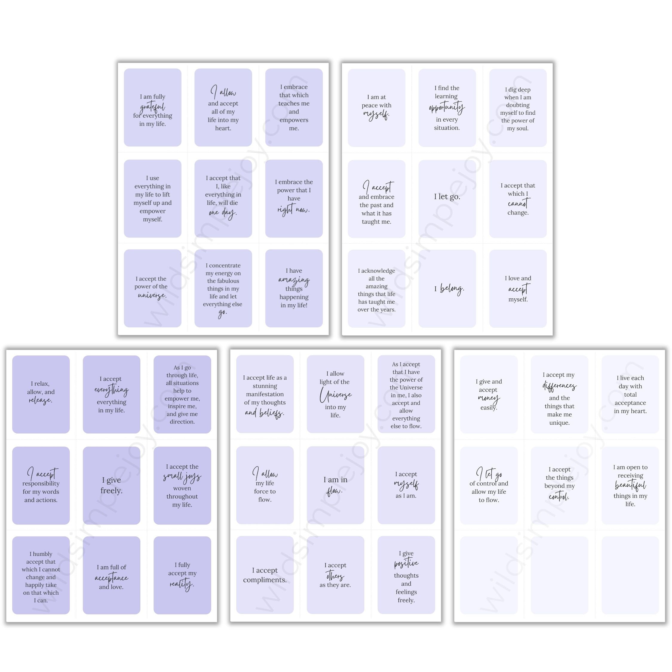 Acceptance Printable Affirmation Cards Affirmations for | Etsy