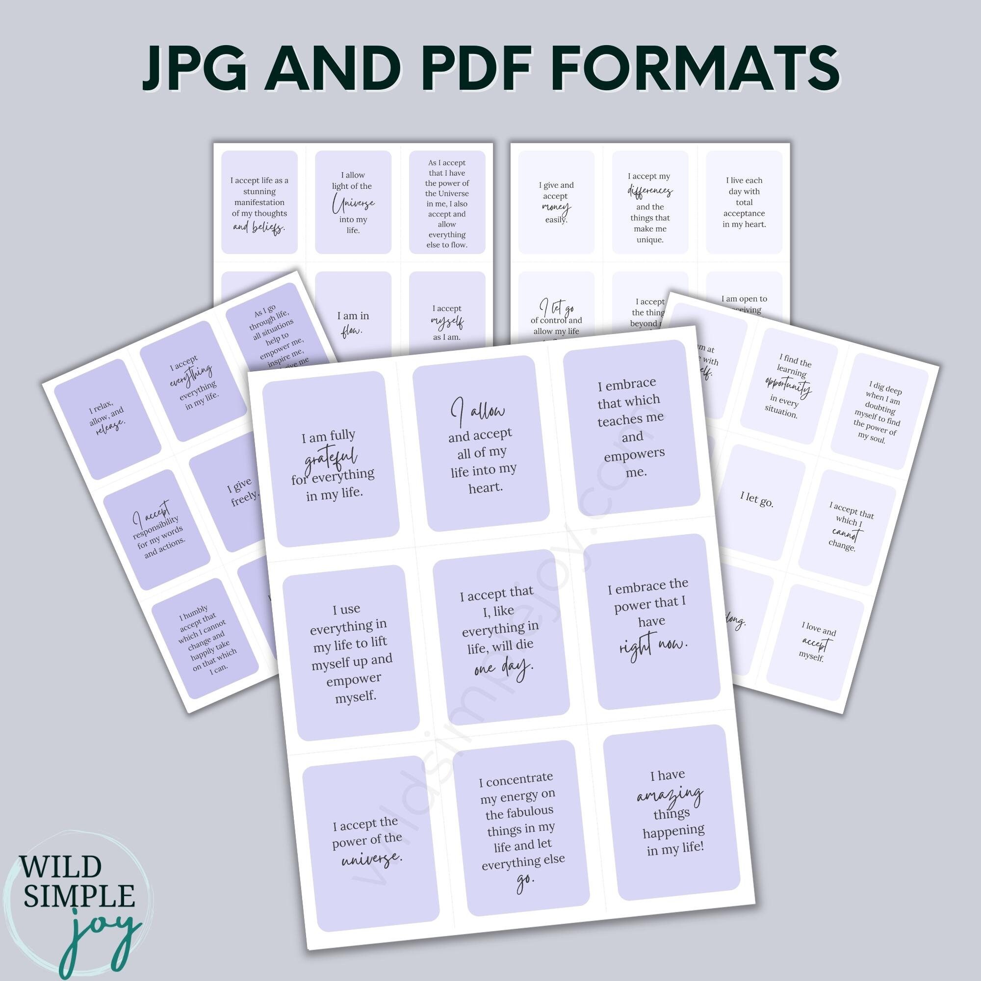 Acceptance Printable Affirmation Cards Affirmations for Acceptance and ...