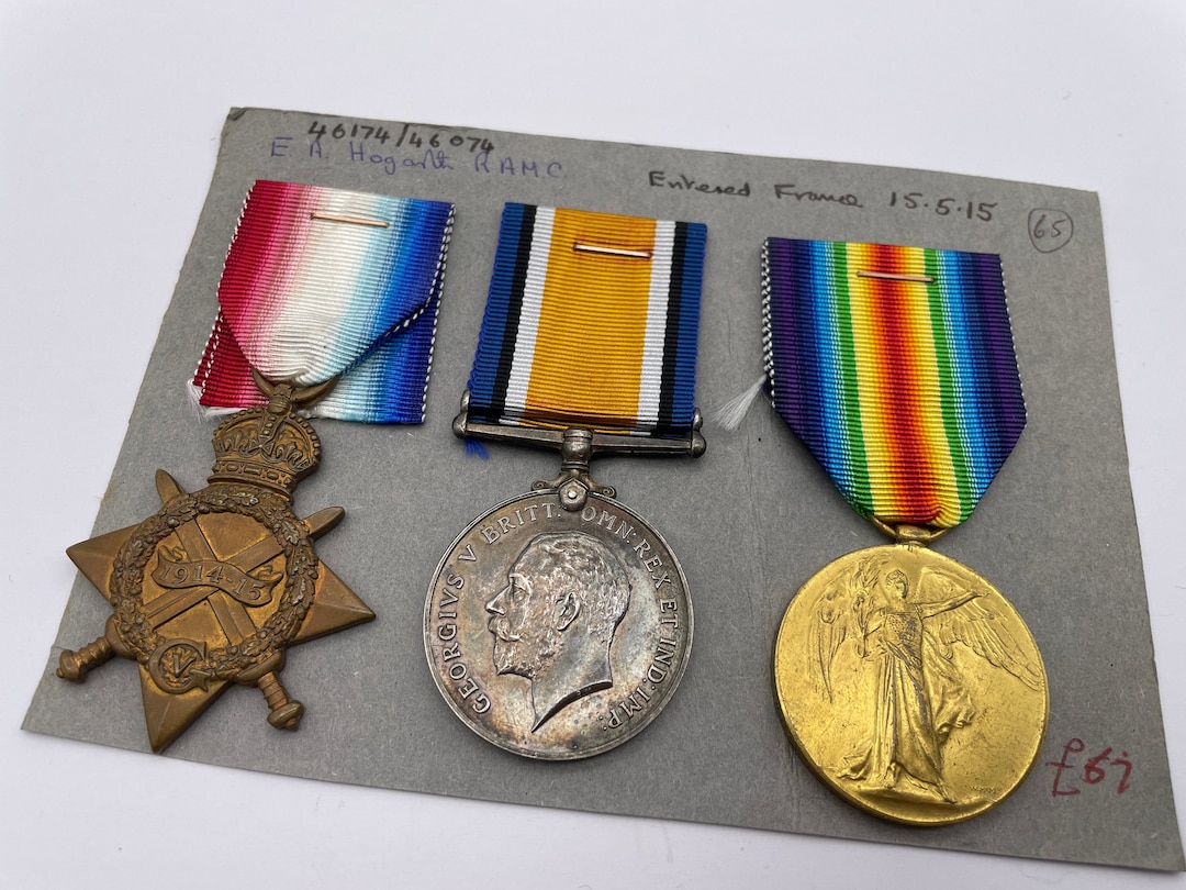 Original World War One Medal Trio Pte Hogarth Royal Army - Etsy