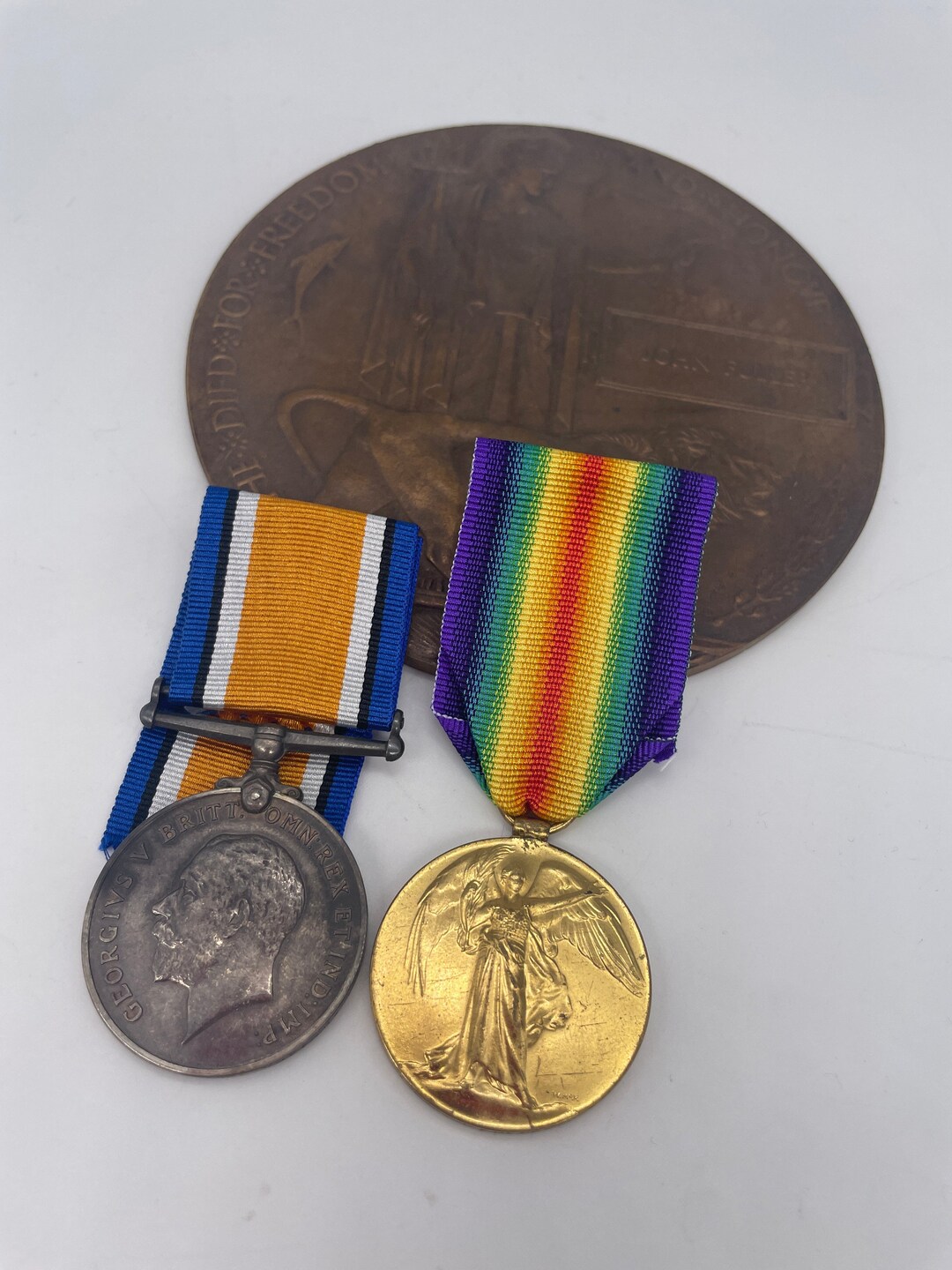 Original World War One Medal Pair and Death Plaque, Pte Fuller, Suffolk ...