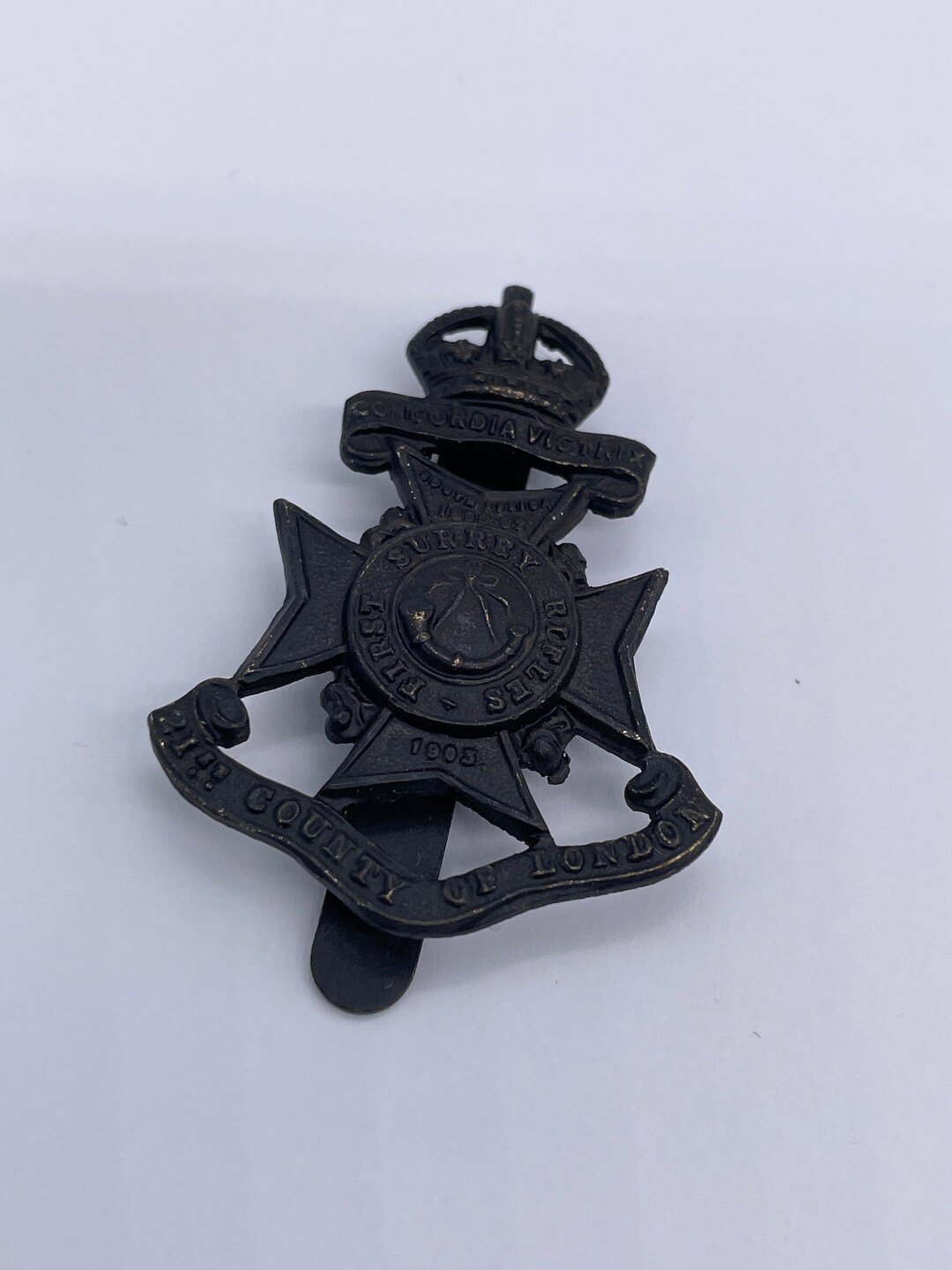 Original World War One Cap Badge, 1st Surrey Rifles, 1-21 Battalion ...