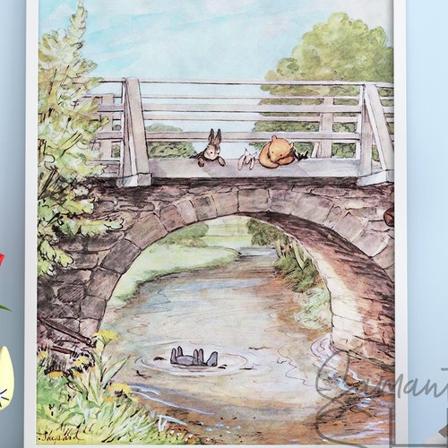 Winnie the Pooh on Stone Bridge E. H. Shepard 1957 Vintage - Etsy