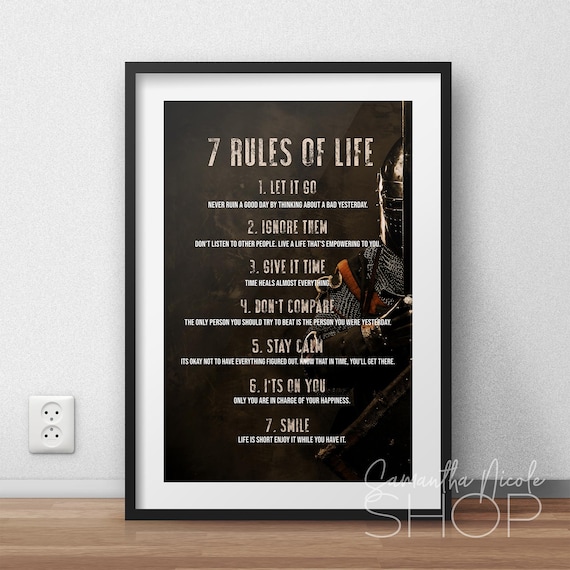 7 Rules of Life. Motivational Printable Poster - Etsy