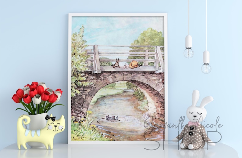 Winnie the Pooh on Stone Bridge E. H. Shepard 1957 Vintage - Etsy Canada
