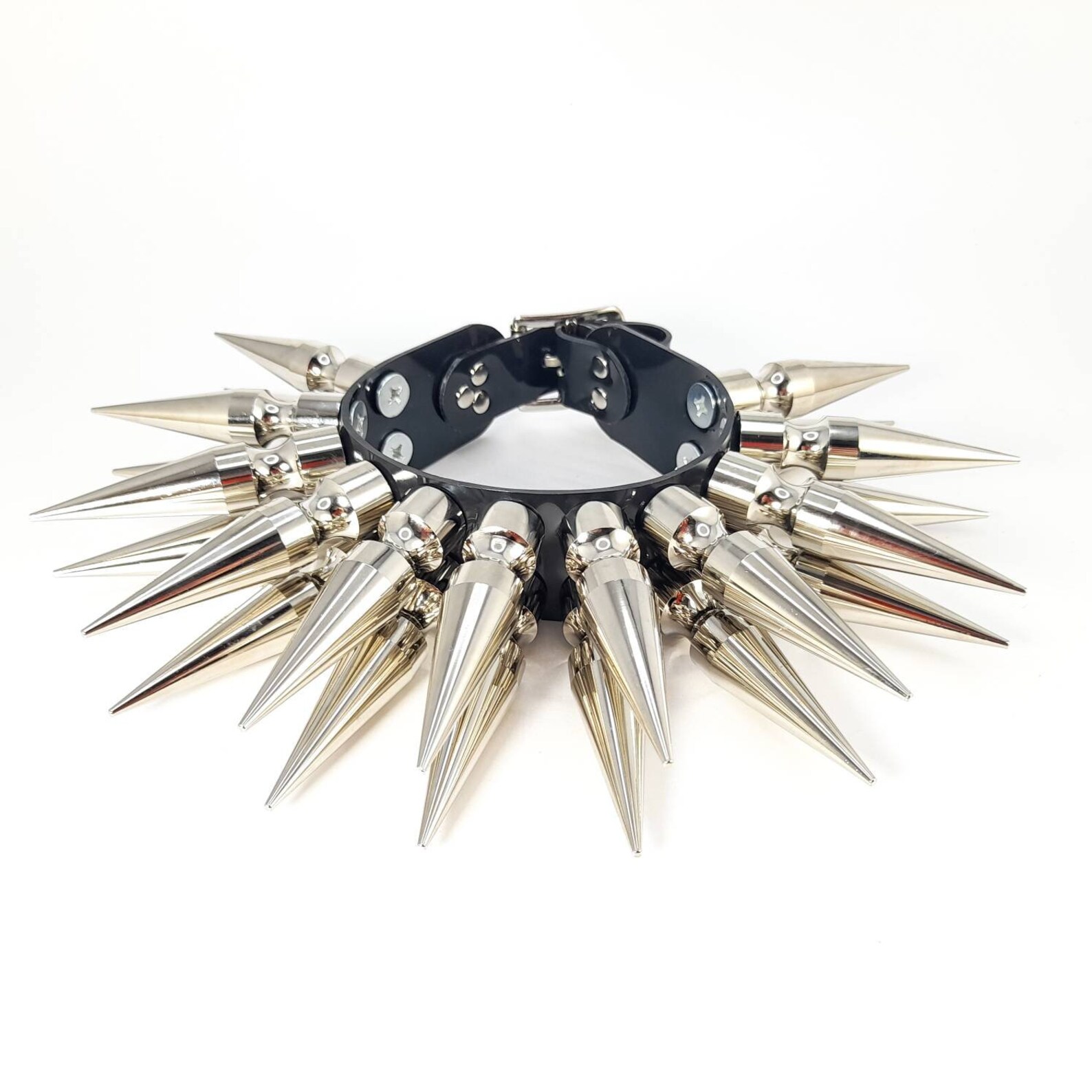 Spiked Black Vegan Leather Choker, Long Spike Posture Collar - Etsy