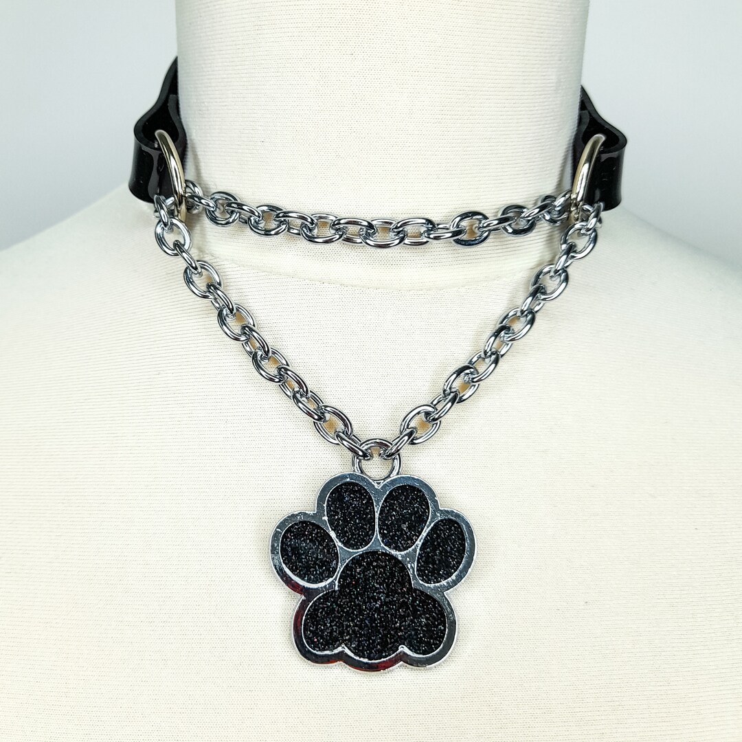 Pet Play Martingale Steel Chain Black Collar Choker Necklace Kitten Cat ...