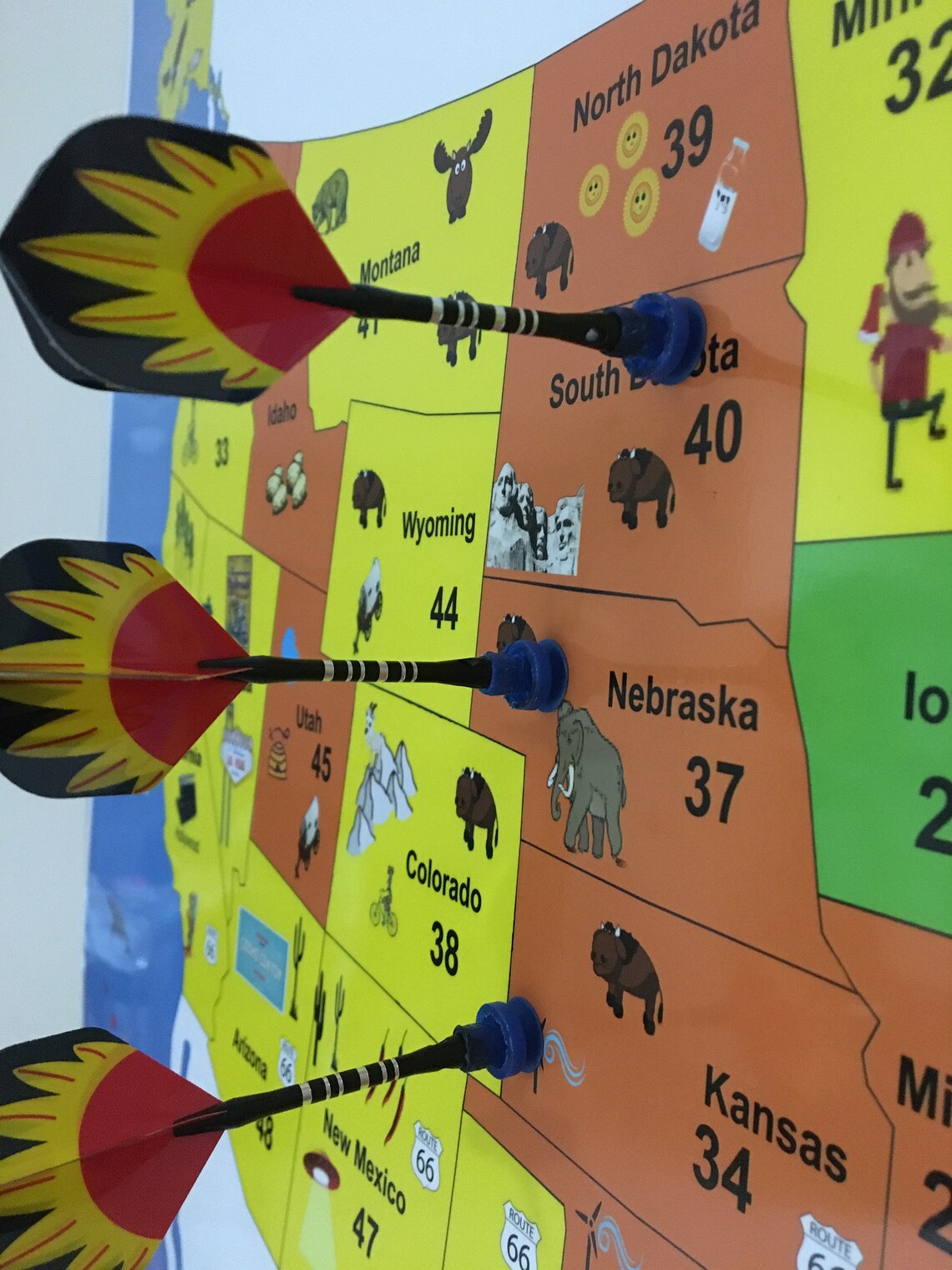 United States Learning Education Game Wall Map Party Games Dartboard ...