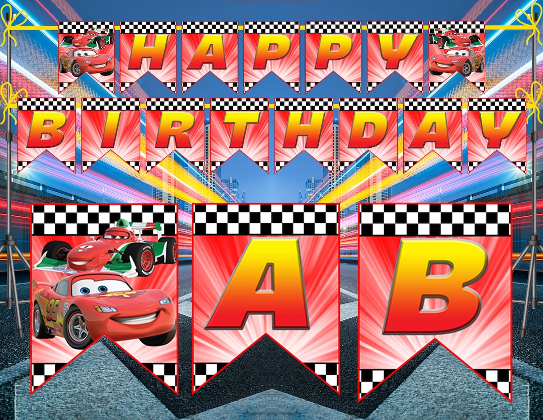 Cars Birthday Banner, Cars Banner, Cars Birthday Decoration, Printable ...