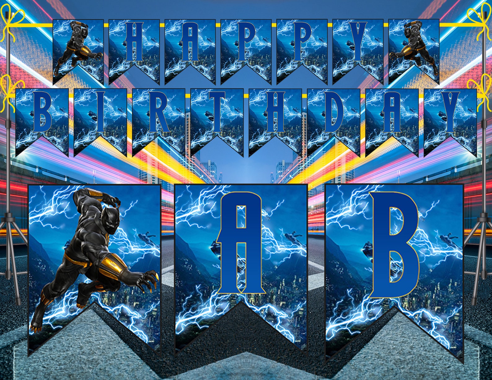 Black Panther Birthday Banner, Black Panther Banner, Black Panther ...