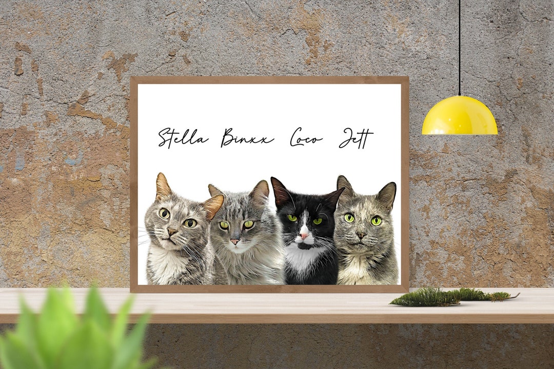 Personalized Dog and Cat Art. Personalized Cat Portrait, Digital Cat ...